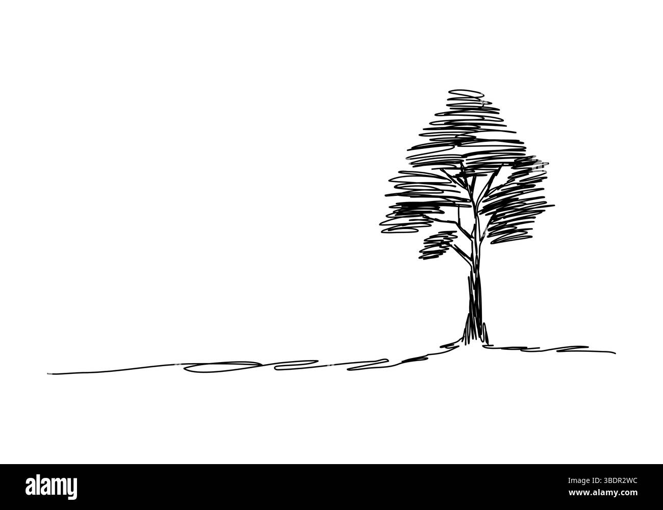 Tree sketch. One line drawing vector illustration Stock Vector Image ...