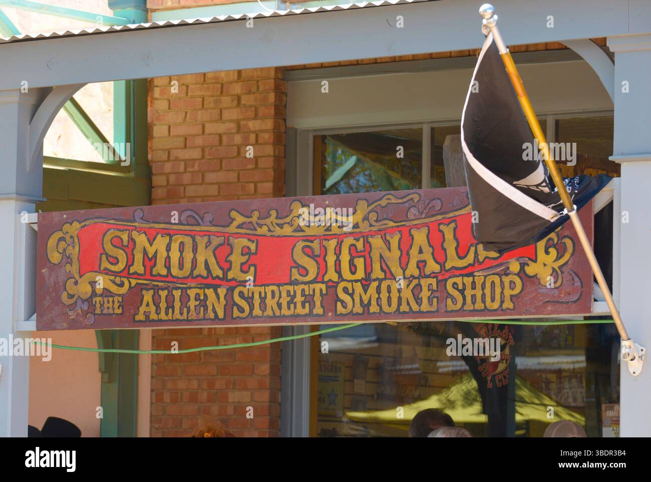 Smoke shop overhead sign on Allen Street in Tombstone, Arizona Stock ...