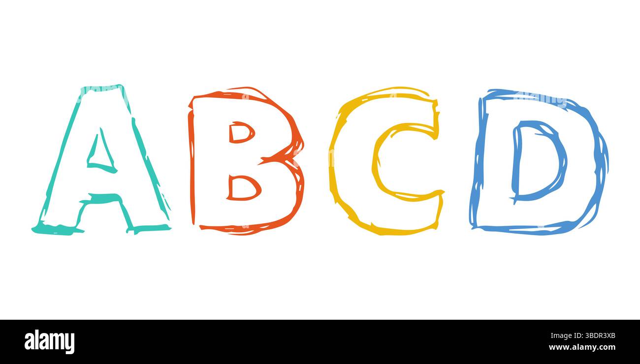 Hand Drawn Latin Alphabet Letters ABCD. Uppercase modern font and ...
