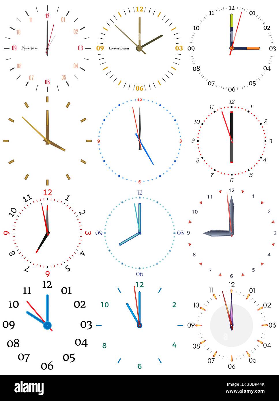 A set of different mechanical clocks with an image of each of the ...