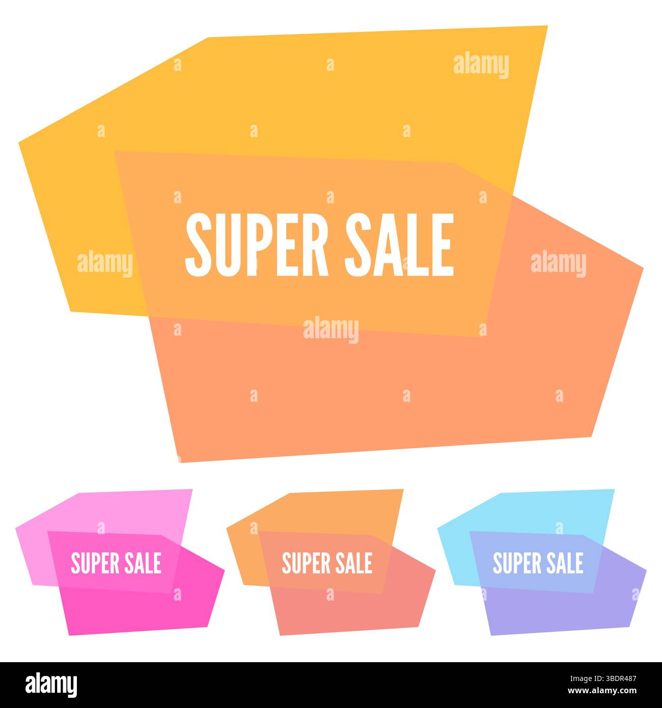 Set of four super sale stickers with abstract colorful geometric forms ...