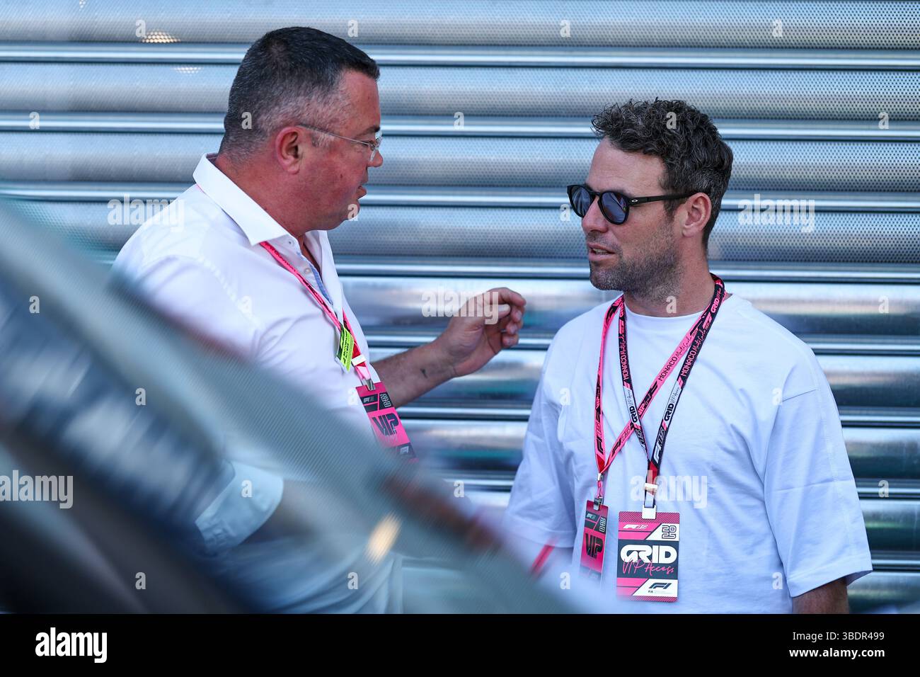 MONTE-CARLO, MONACO - MAY 25: Eric Boullier talks with Mark Cavendish ...