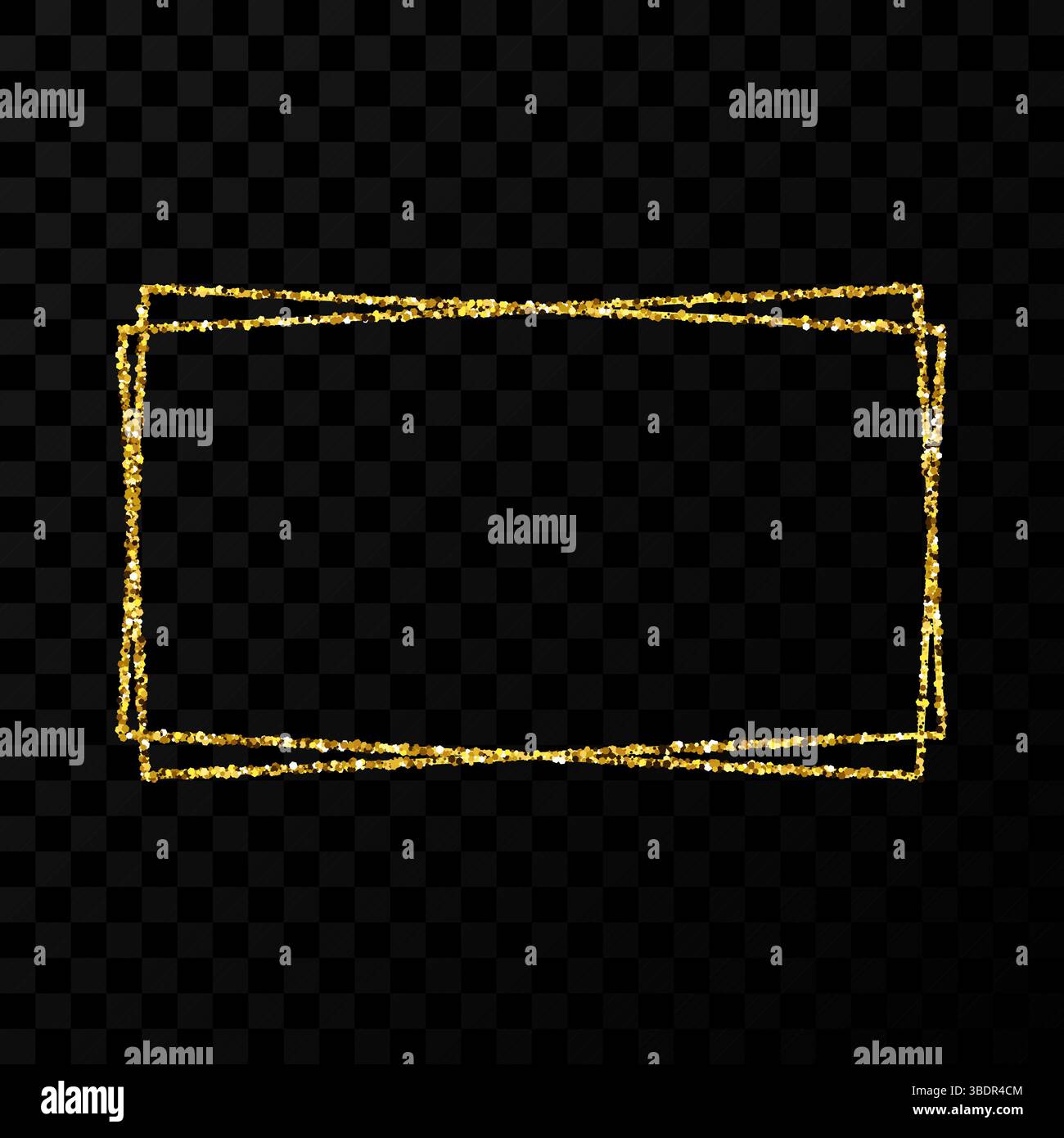 Gold double rectangle frame. Modern shiny frame with light effects ...