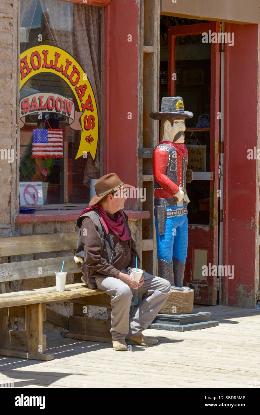Cowboy reenactooutside Doc Holiday's Saloon on Allen Street in Tombstone, Arizona Stock Photo ...