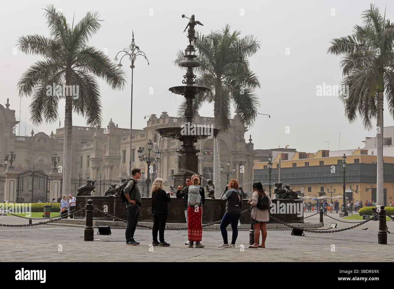 South America Peru Lima Plaza de Armas bronze fountain erected in 1650 ...