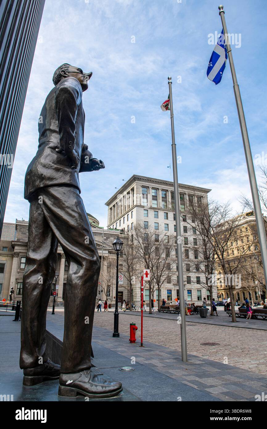 The English Pug and the French Poodle statue in Montreal, Canada Stock ...