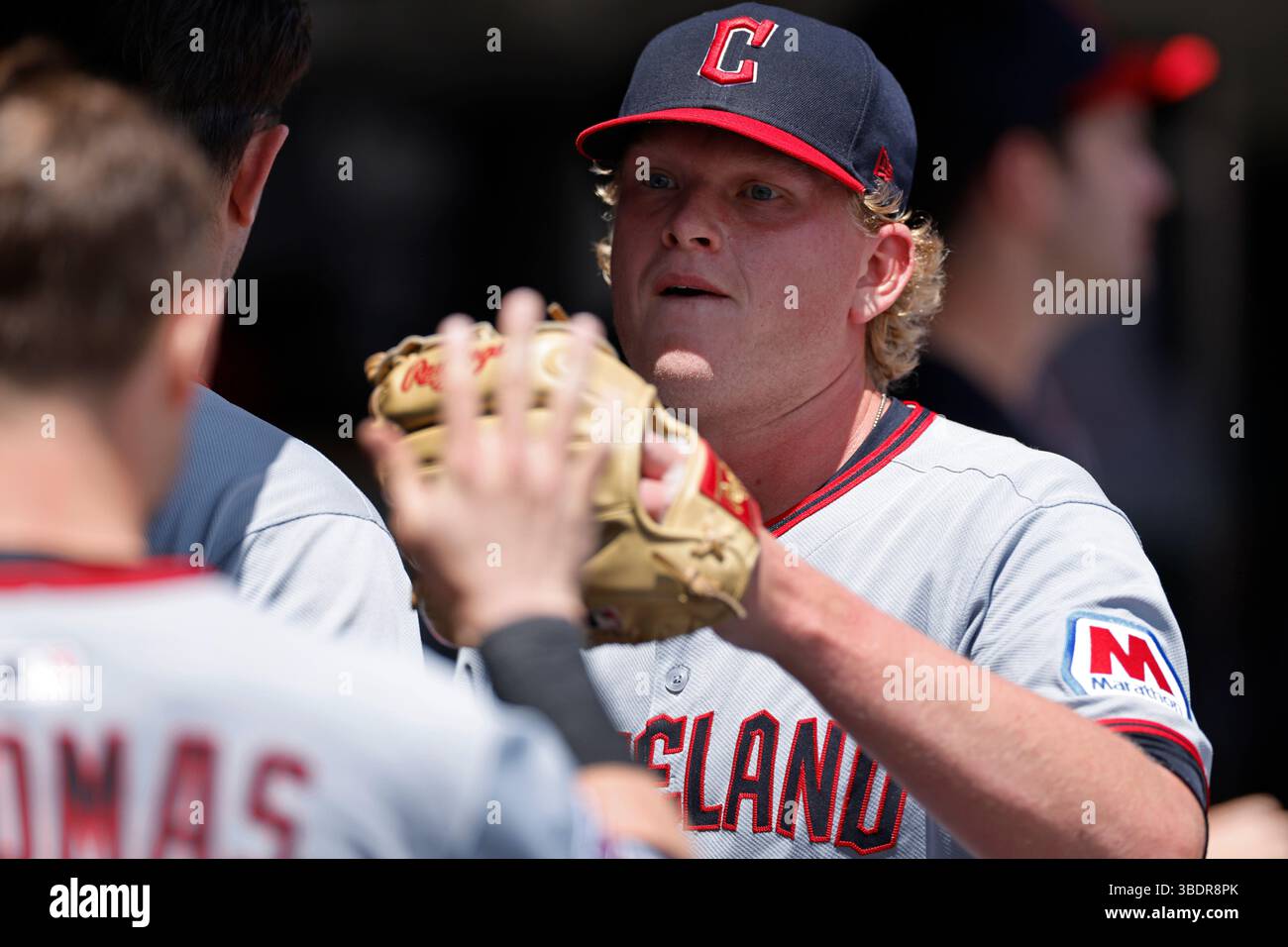 DETROIT, MI - MAY 25: Cleveland Guardians pitcher Nic Enright #59 is ...
