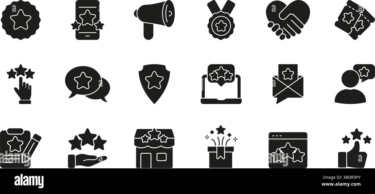 Customer Feedback And Rating Solid Icon Set. Quality Assurance, User Experience, And ...