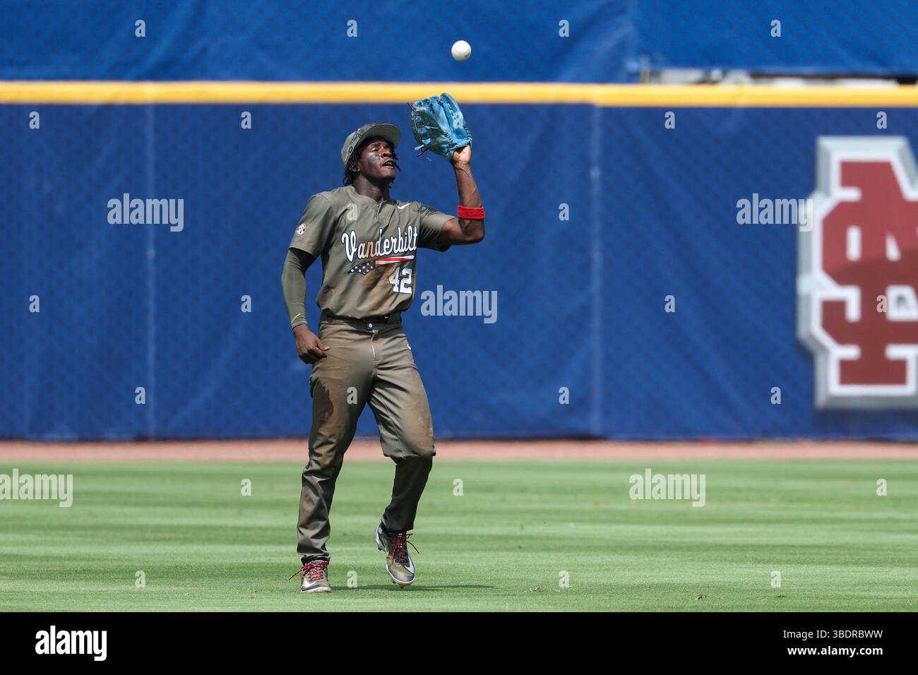 HOOVER, AL - MAY 25: Vanderbilt utility RJ Austin (42) catches a fly ...