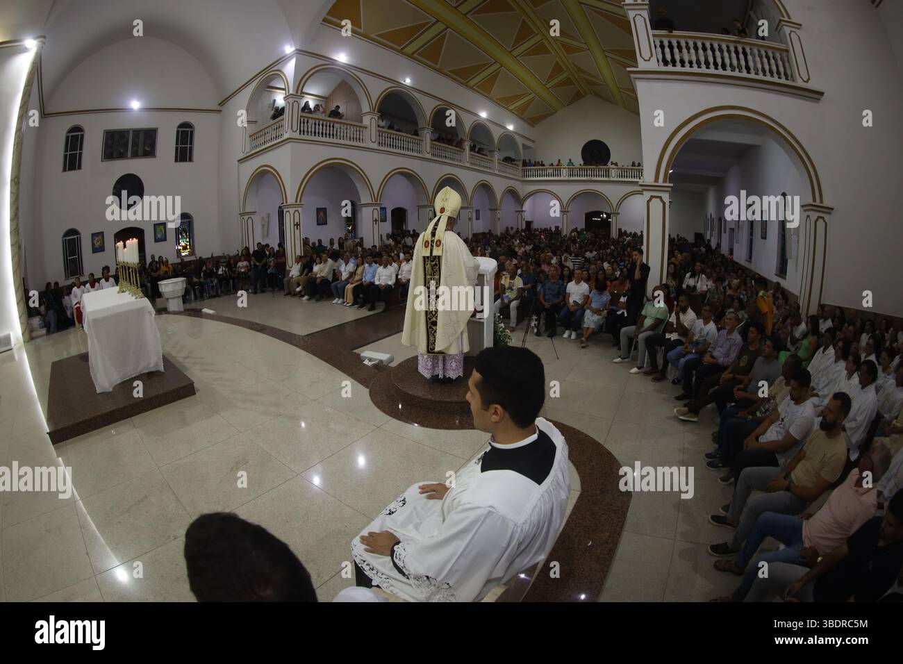 serrinha, bahia, brazil - april 17, 2025: view of a mass in a catholic ...