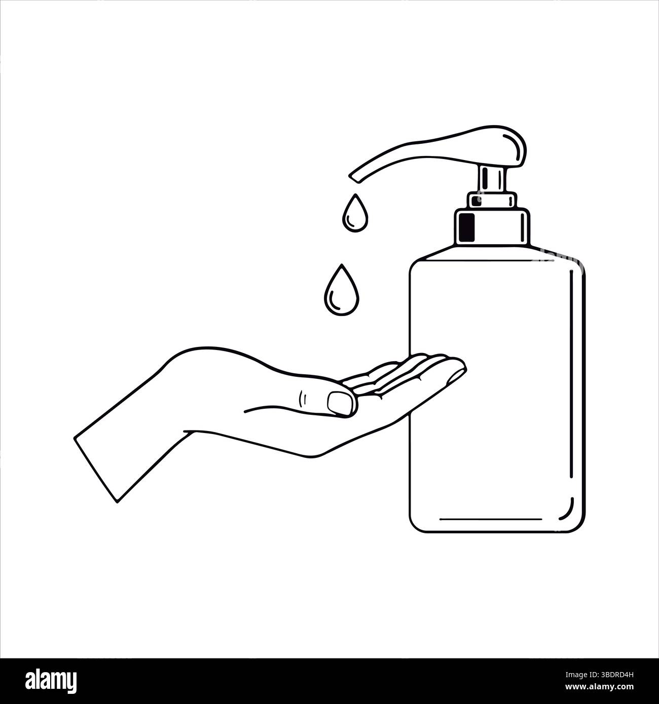 Hands soap dispenser line Black and White Stock Photos & Images - Alamy