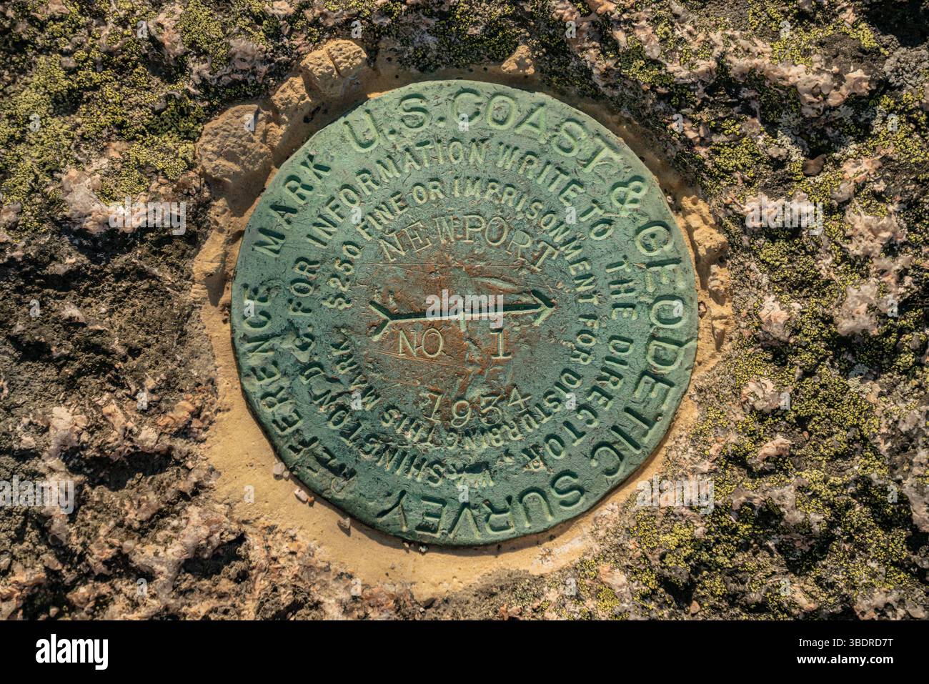 Newport No 1 Survey Marker in Acadia National Park Stock Photo - Alamy