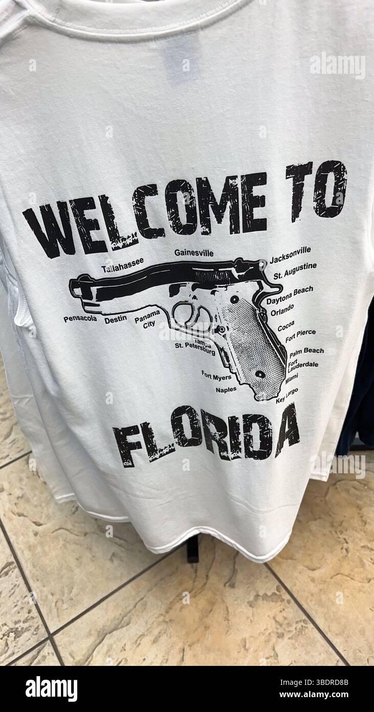Miami, FL USA - 12.24.2025: Humorous Florida Welcome T-Shirt Displaying ...