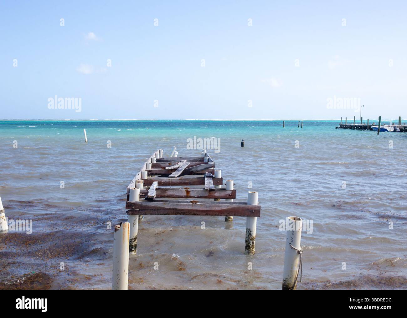 Destruction of a Pier in San Pedro Belize after a storm Stock Photo - Alamy