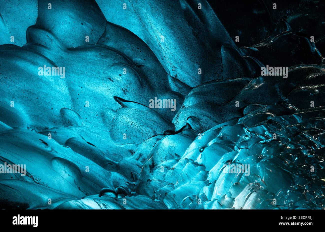 Stunning Blue Ice Cave in Icelandic Glacier with Natural Crystal ...