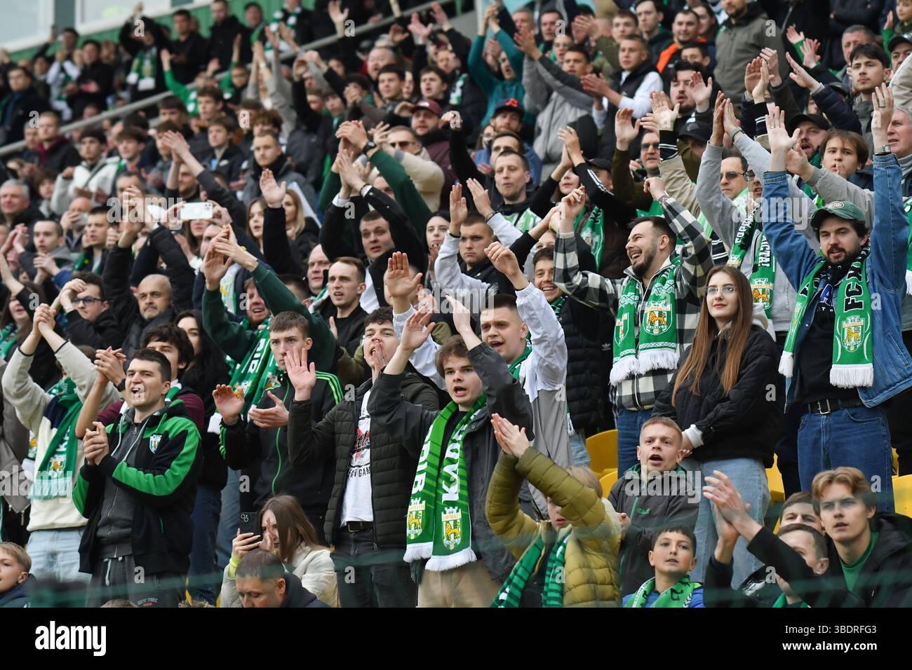 Lviv, Ukraine 25 may 2025. Fans during the Ukrainian Premier League ...