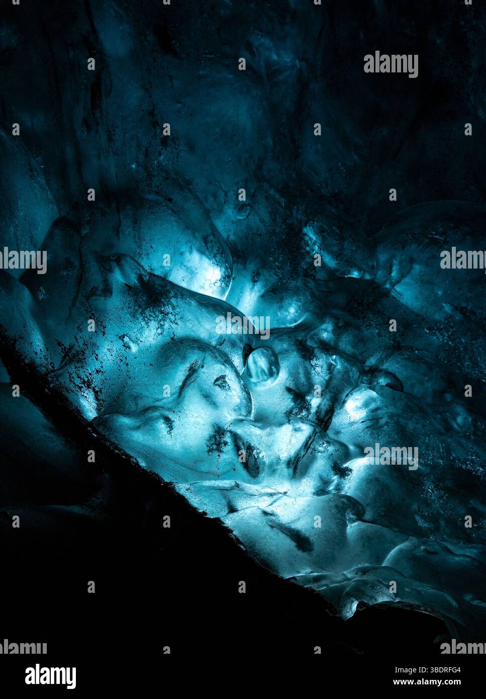 Stunning Blue Ice Cave in Icelandic Glacier with Natural Crystal ...