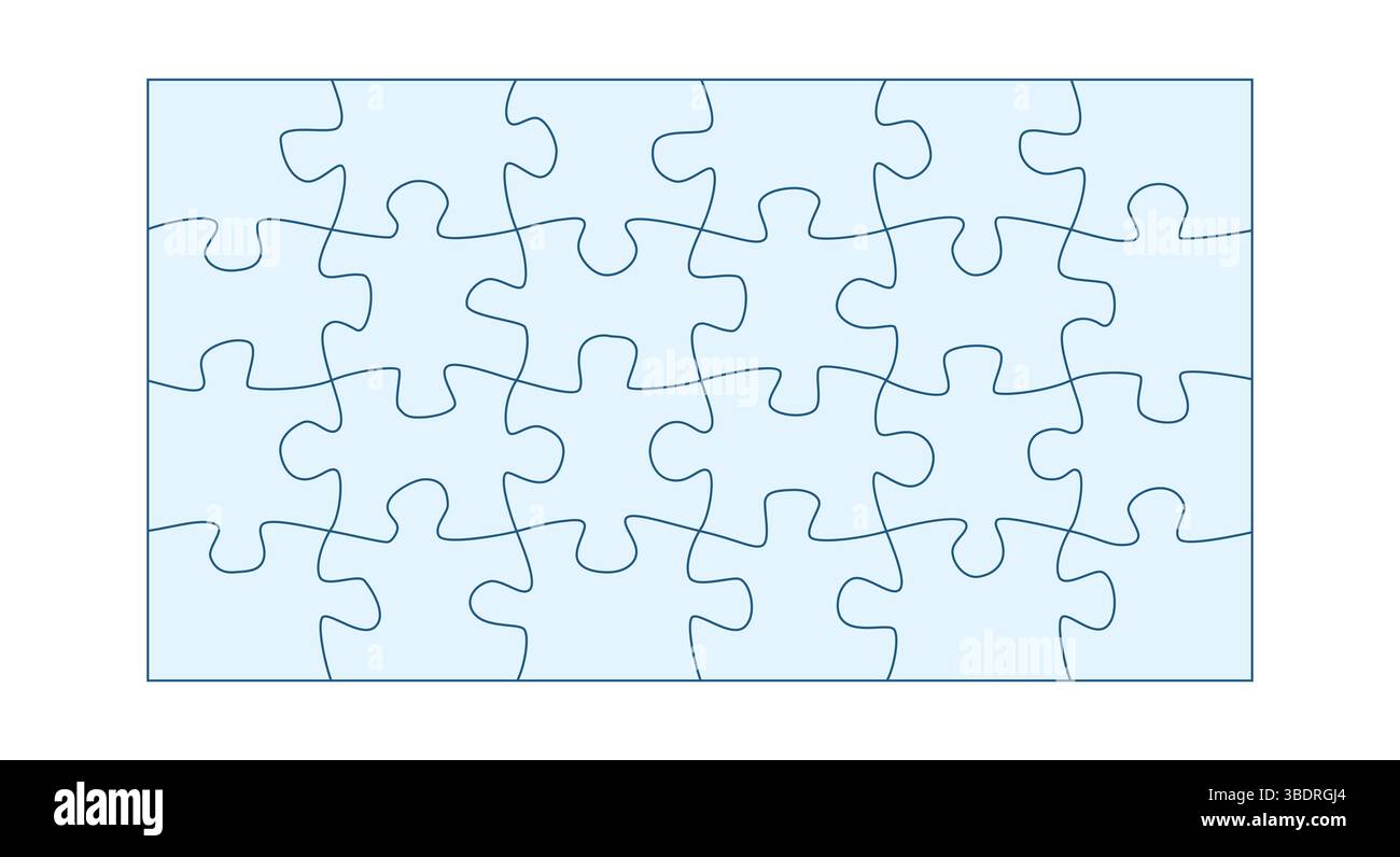 Puzzle pieces set. Jigsaw puzzle with 24 pieces. Jigsaw puzzle template ...