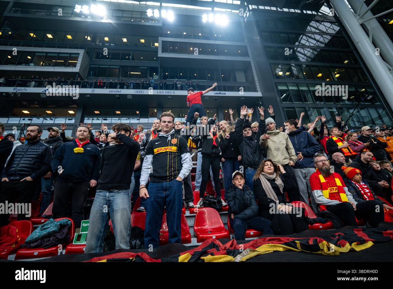 Copenhagen, Denmark. 25th May, 2025. Football fans of FC Nordsjaelland ...