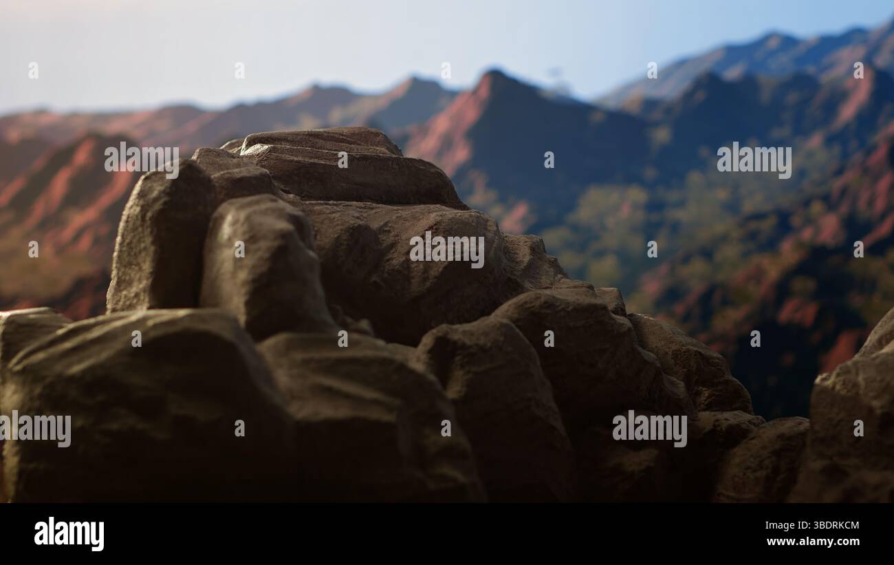 Remote mountain wilderness with rocky cliffs and sweeping vistas ...