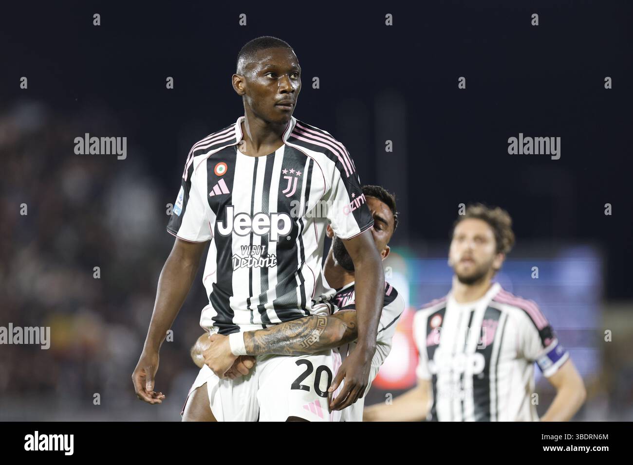 Venice, Italy. 25th May, 2025. Juventus's ANDAL KOLO MUANI celebrates ...