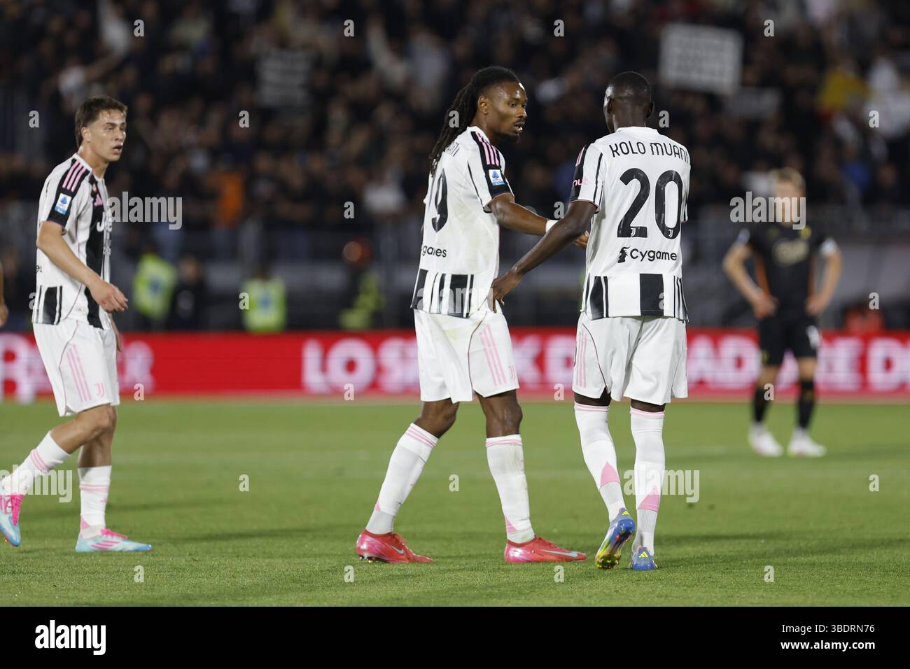 Venice, Italy. 25th May, 2025. Juventus's ANDAL KOLO MUANI celebrates ...