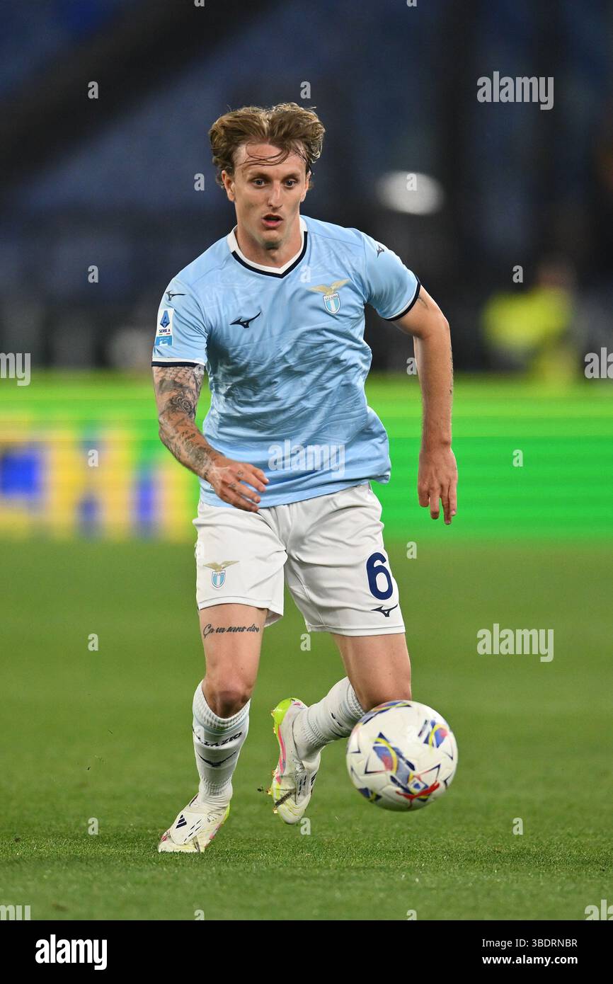 Rome, Italy. 25th May, 2025. Nicolo Rovella of S.S. Lazio is in action during the 38th day of ...