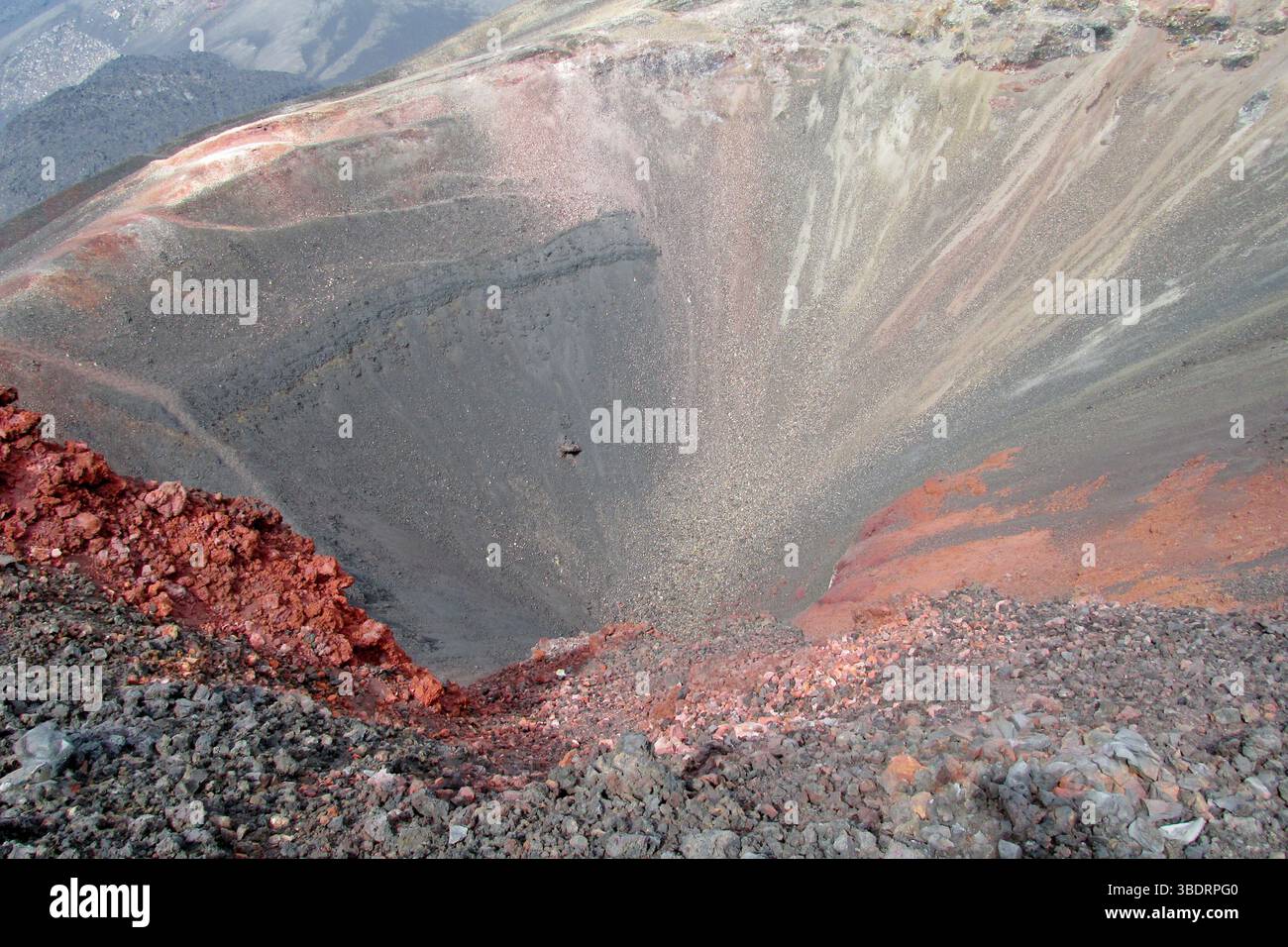 Volcanic landscape. Erupting volcano in South America in the Andes ...