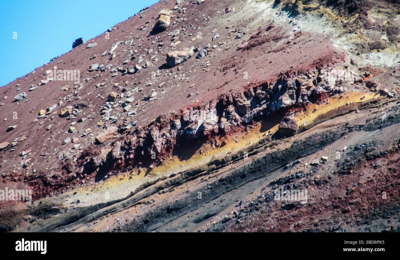 Volcanic landscape. Erupting volcano in South America in the Andes ...