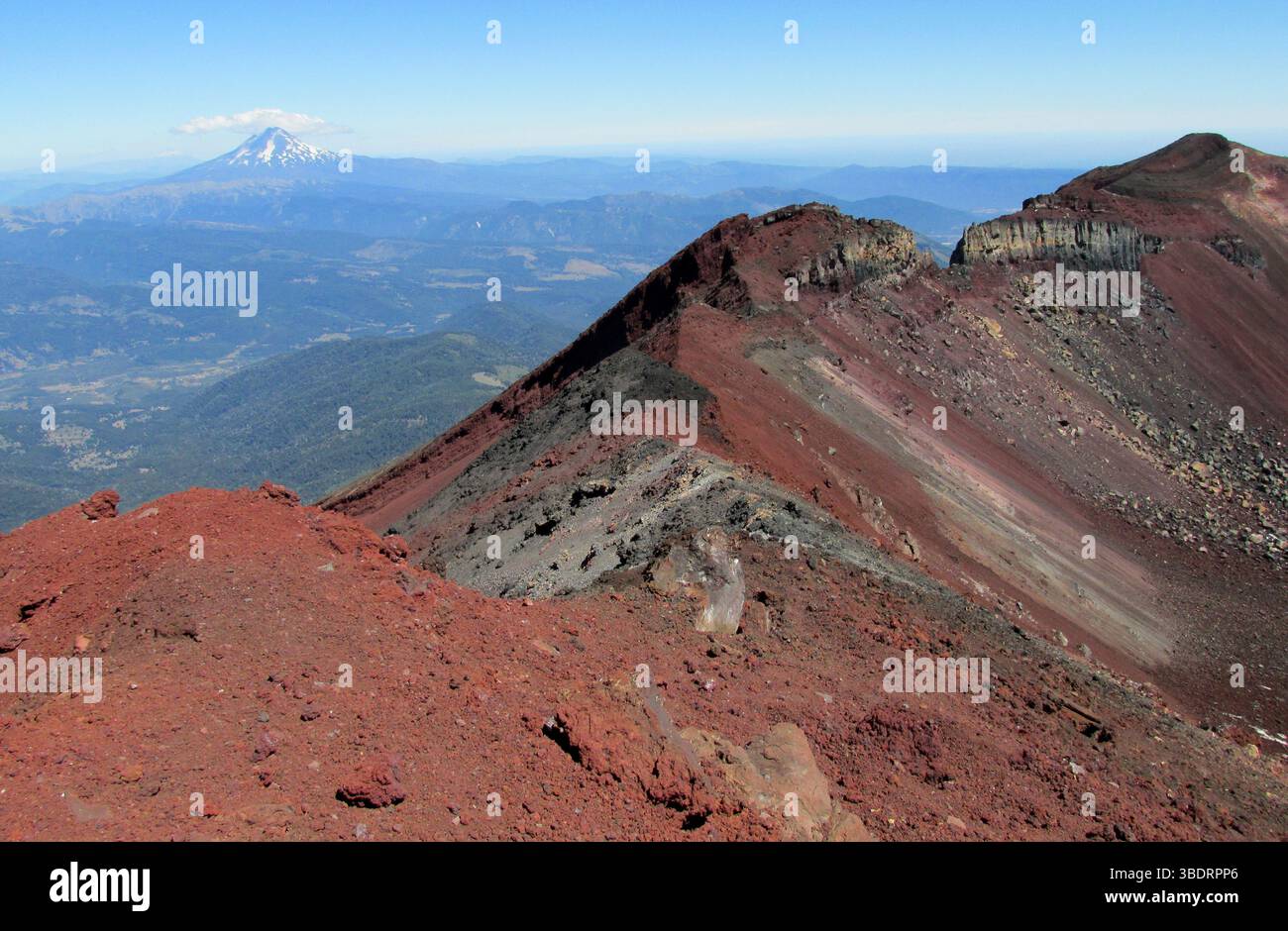 Volcanic landscape. Erupting volcano in South America in the Andes ...