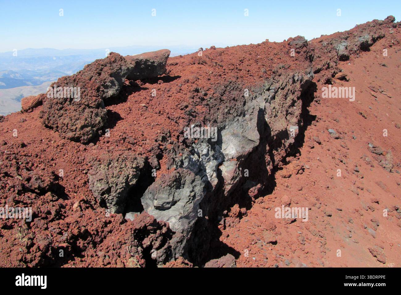 Volcanic landscape. Erupting volcano in South America in the Andes ...