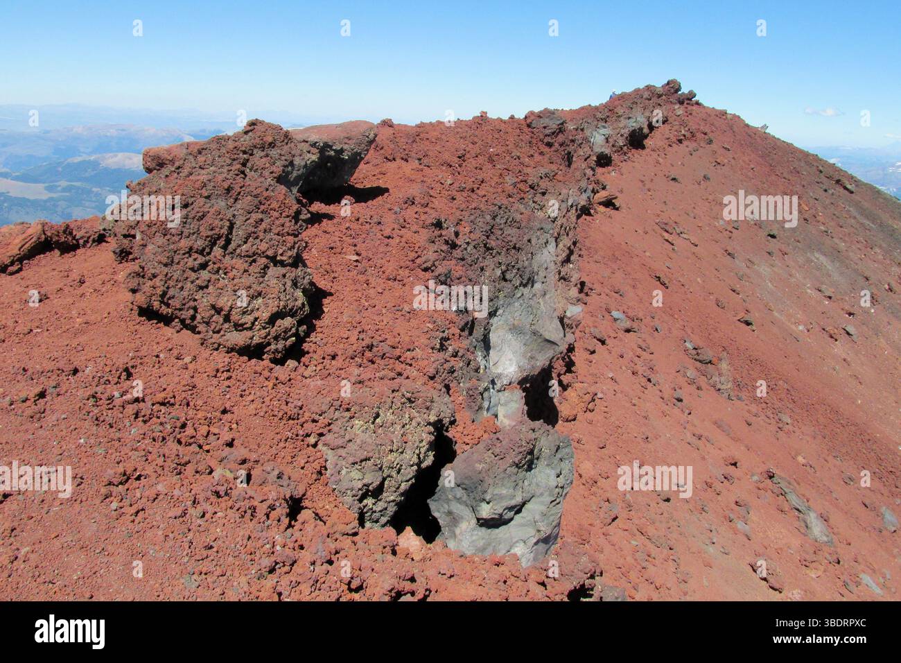 Volcanic landscape. Erupting volcano in South America in the Andes ...