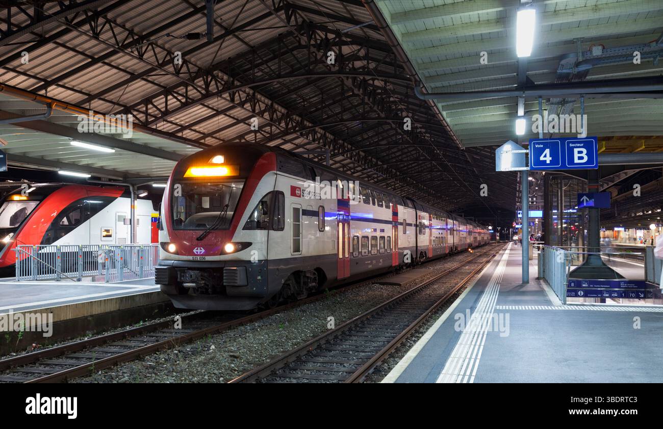 SBB Radbe 511 electric trains calling at Lausanne railway station ...