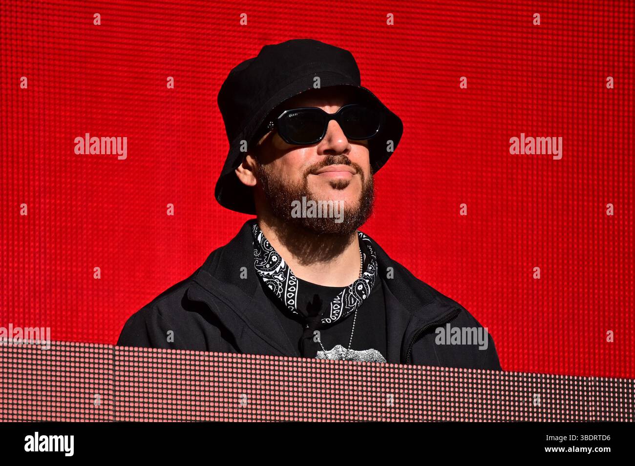 LONDON, UK. 25th May, 2025. Bashy performs at Cross The Tracks 2025 at ...