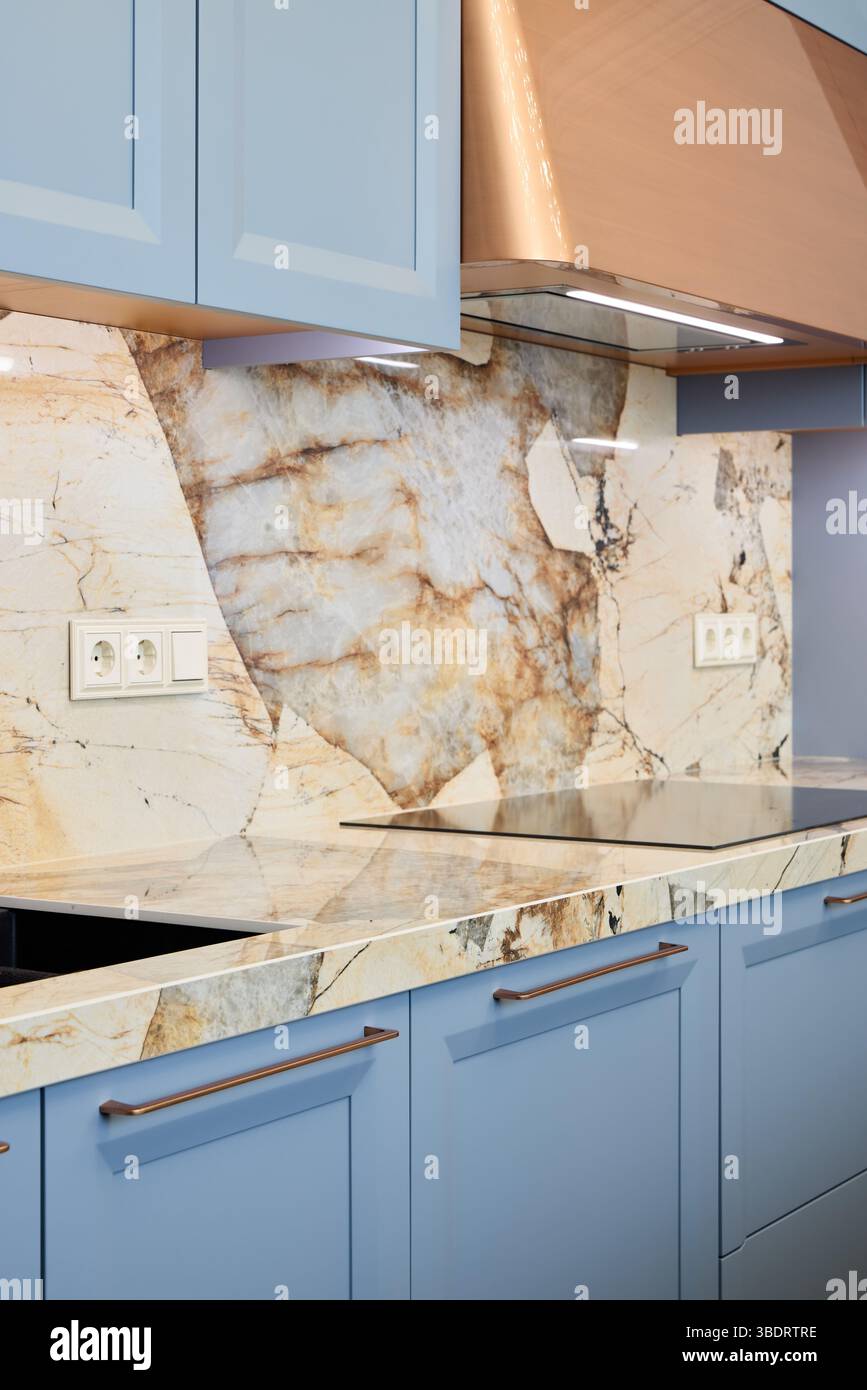 An Elegant Modern Kitchen Featuring Stunning Marble Countertops and ...
