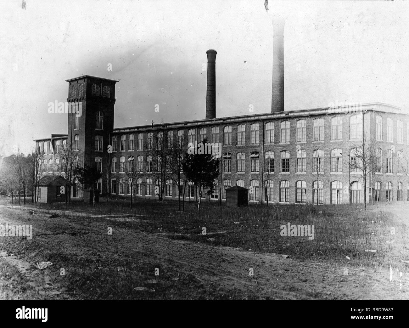 View of cotton mill building Black and White Stock Photos & Images - Alamy