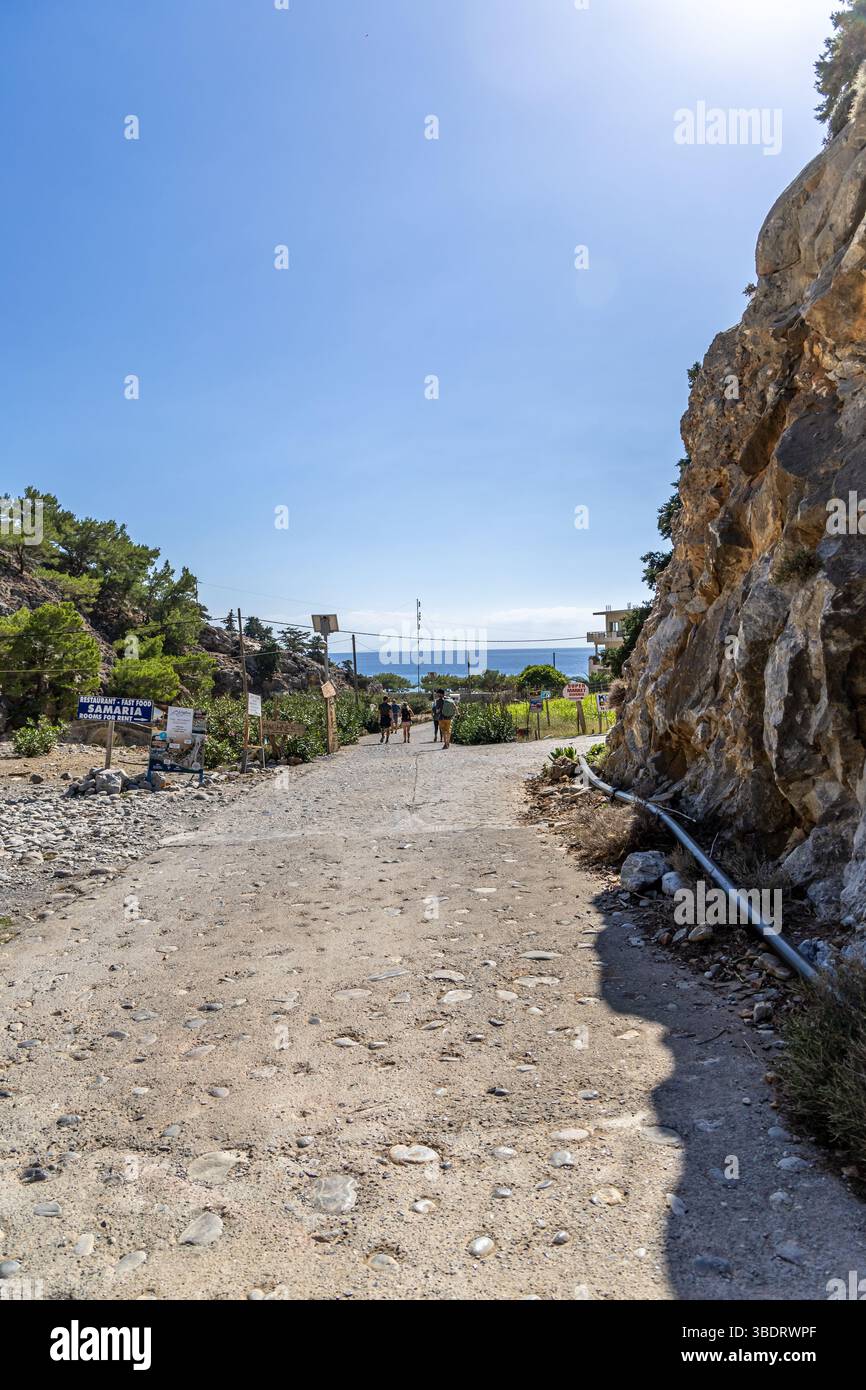 Crete, Greece - October 18, 2024: End of Samaria Gorge trail leading to ...
