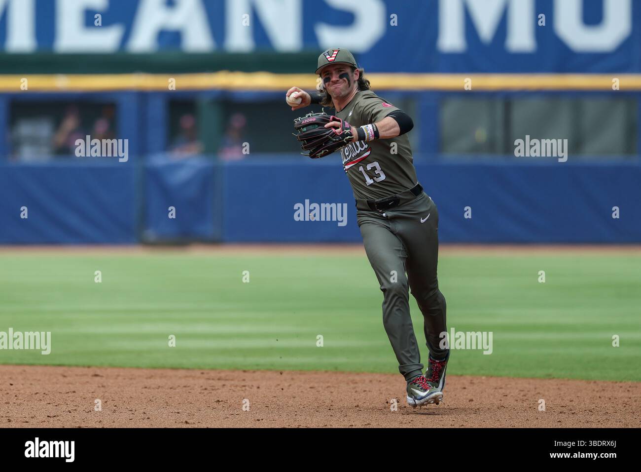 HOOVER, AL - MAY 25: Vanderbilt infielder Jonathan Vastine (13) readies ...