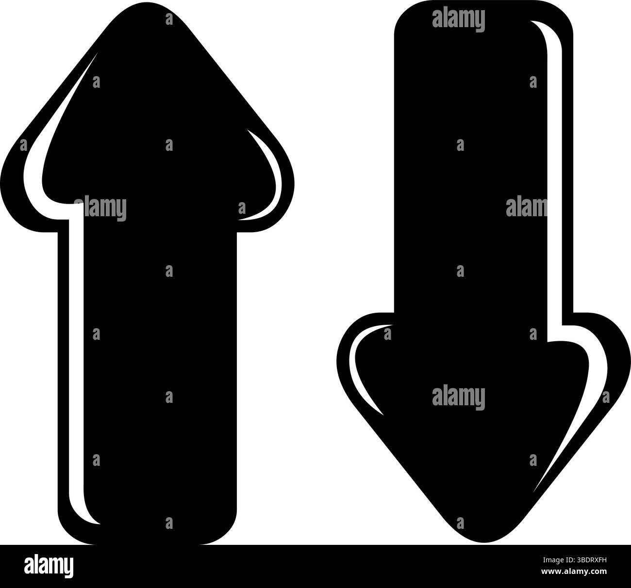 vector illustration black and white icon two arrows indicating up down ...