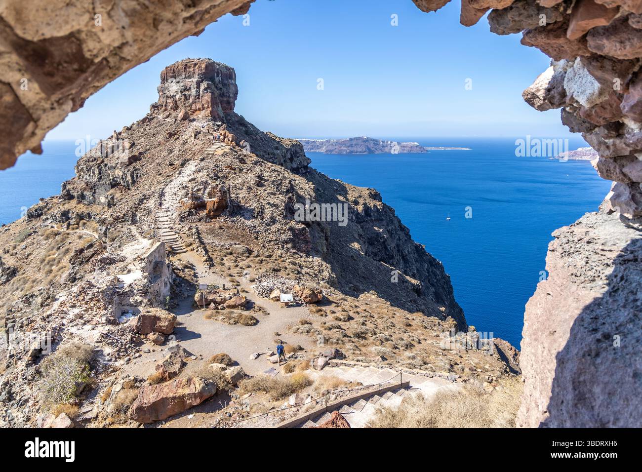 Trail to the top of Skaros Rock in Imerovigli Santorini revealing ...