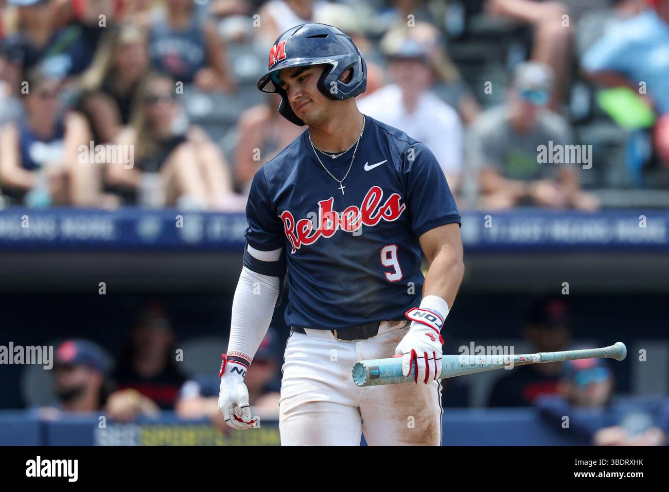 HOOVER, AL - MAY 25: Ole Miss infielder Hayden Federico (9) reacts ...