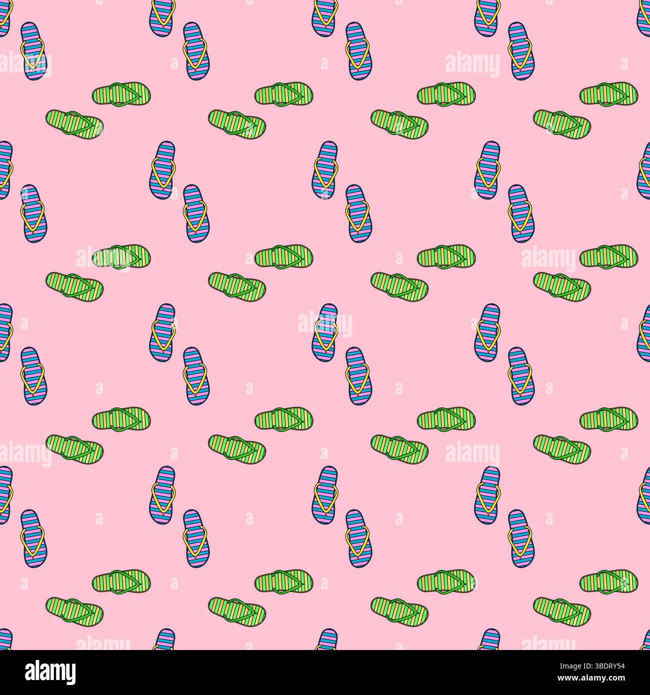 Vector seamless summer pattern with many flip flops. Beach shoes on ...