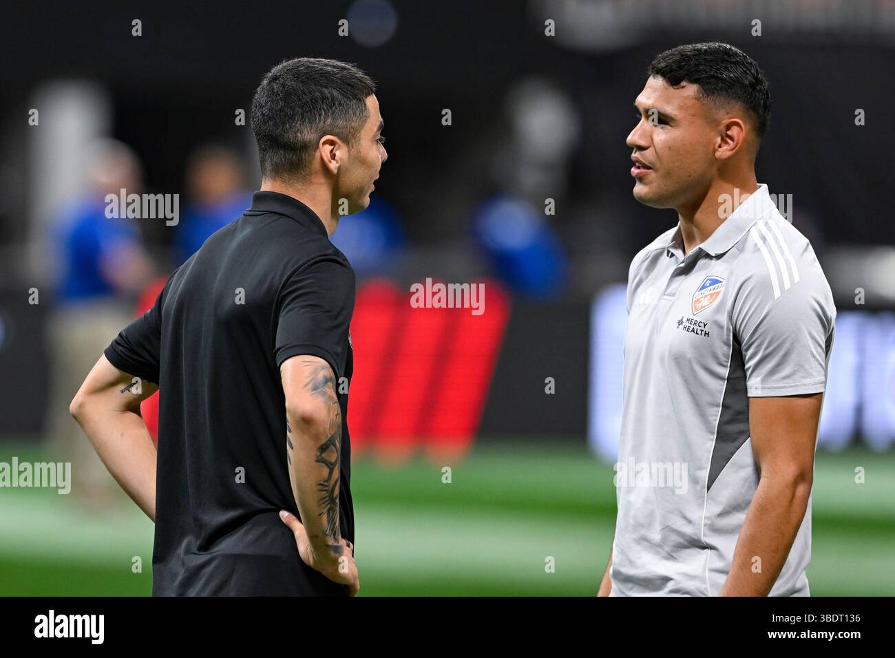ATLANTA, GA – MAY 25: Fellow Paraguay players Miguel Almiron #10 of Atlanta and Gilberto Flores ...