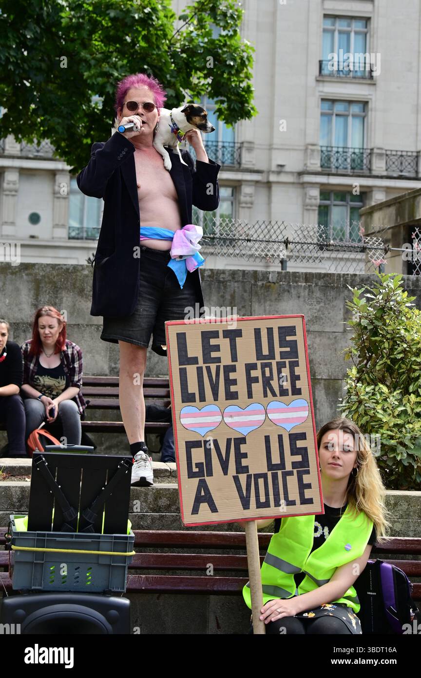 LONDON, UK. 25th May, 2025. Standing For Trans Rights Protest 'STRIVE ...