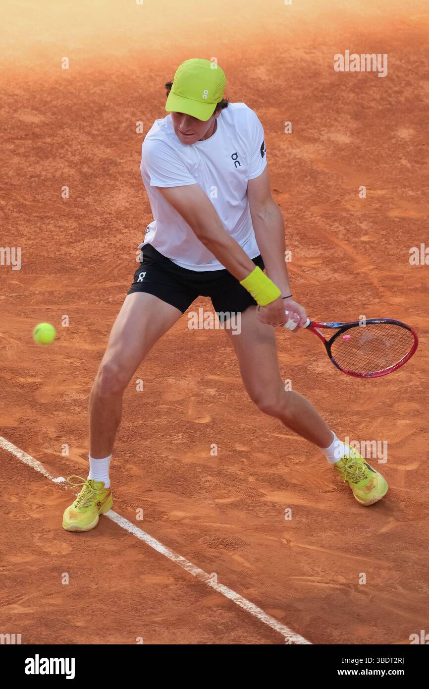 Joao Fonseca of Brazil in action against Elmer Moller the Mutua Madrid ...