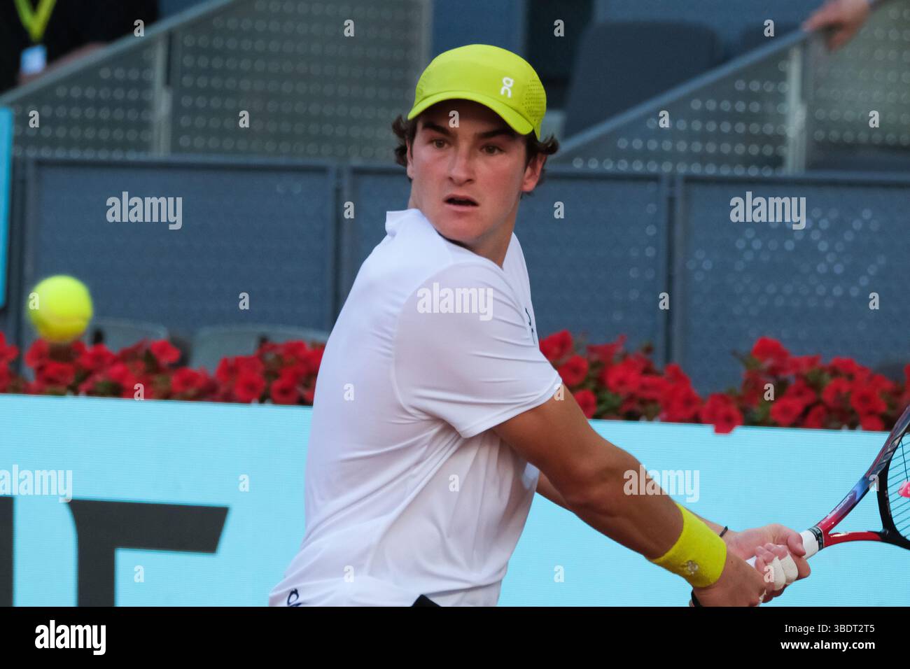 Joao Fonseca of Brazil in action against Elmer Moller the Mutua Madrid ...