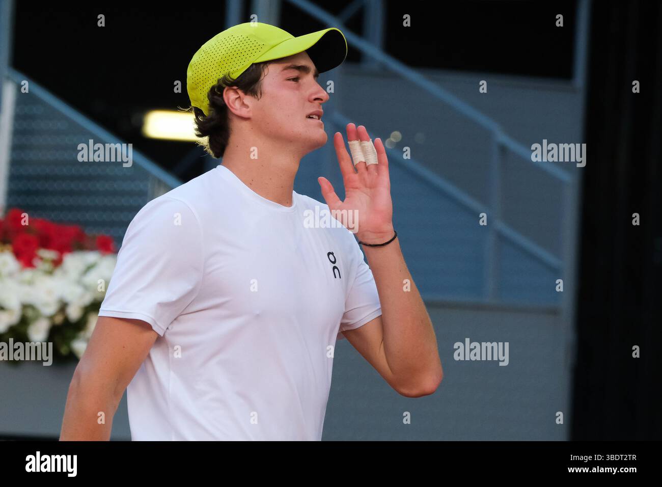 Joao Fonseca of Brazil in action against Elmer Moller the Mutua Madrid ...