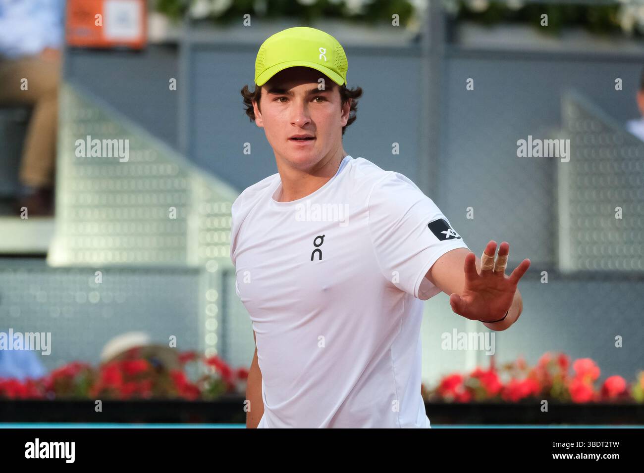 Joao Fonseca of Brazil in action against Elmer Moller the Mutua Madrid ...