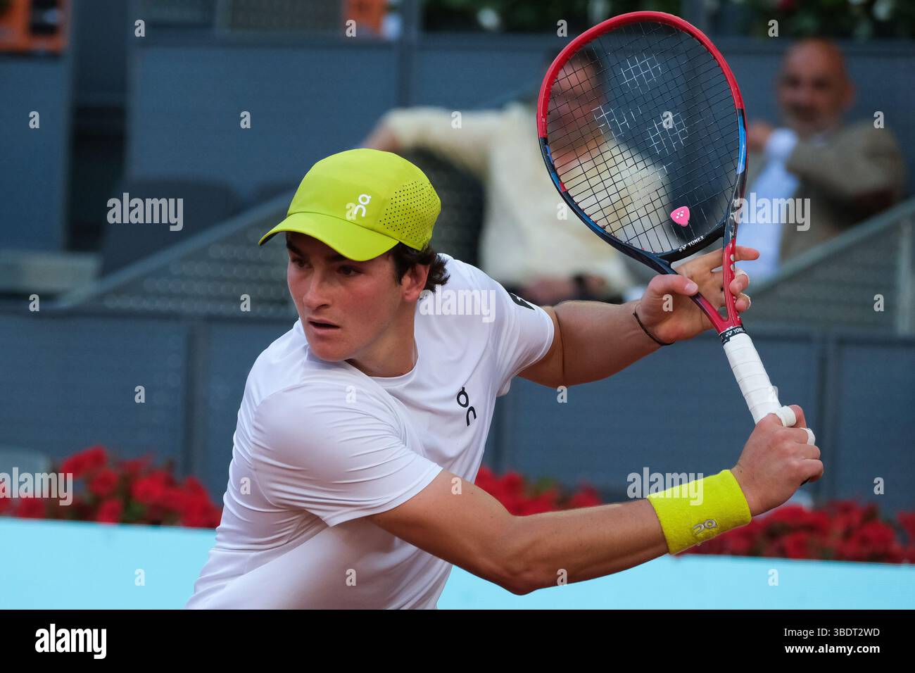 Joao Fonseca of Brazil in action against Elmer Moller the Mutua Madrid ...