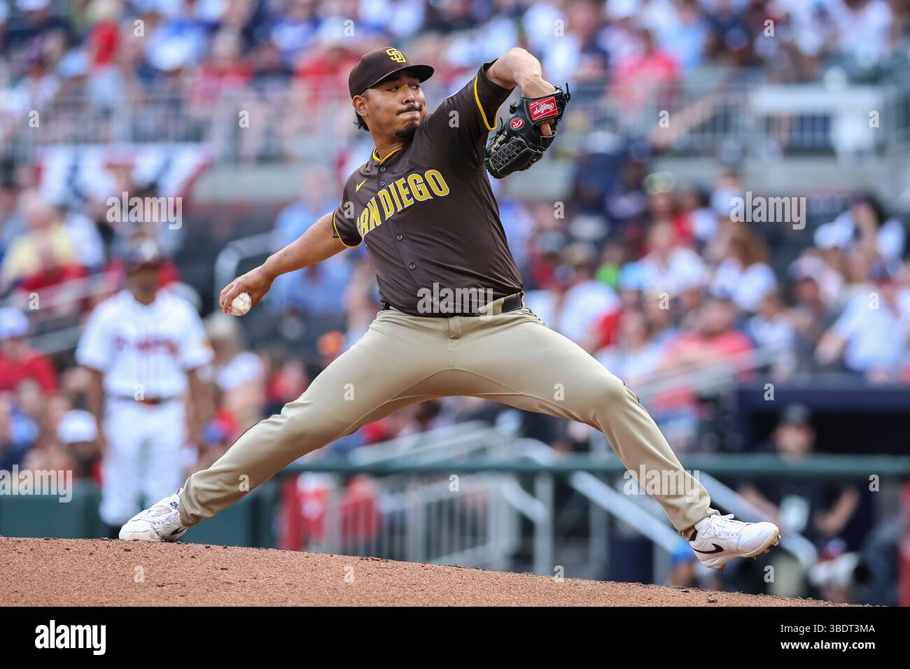 San Diego Padres pitcher Jeremiah Estrada delivers in the sixth inning ...